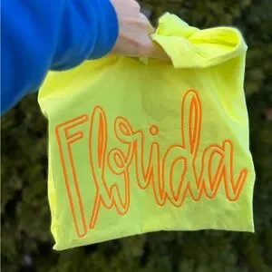 Noma Grace Designs | Tops | Embroidered Neon Yellow Florida Graphic Tee ...